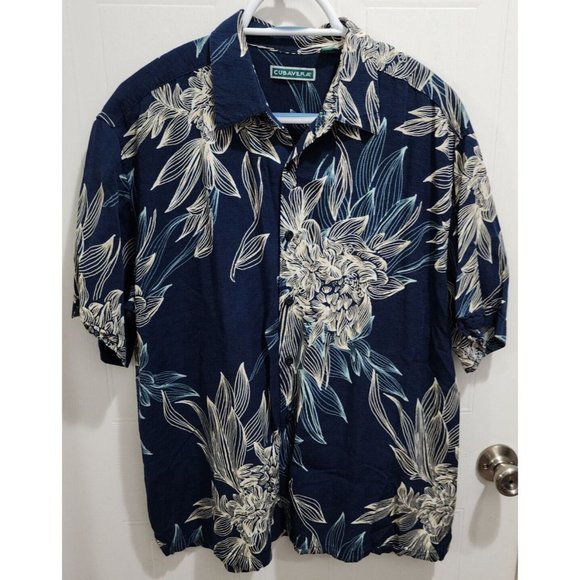 Cubavera | Shirts | Cubavera Blue Floral Print Short Sleeve Button Up ...